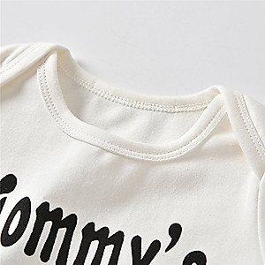 Eghunooy 3Pcs Baby Boys Clothes Mommy's New Man Romper Moustache Pants Hat Outfits Set (0-3 Months)