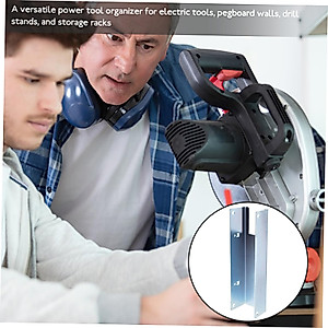 PLAFOPE Power Tool Organizer Drill Rack Tool Organization Battery Tools Holder Drill Holder Wall Mount Garage Tool Organizer Pegboard Hanger for Garage Peg Board Stainless Steel Silver