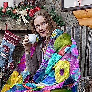 Plush Blanket Throw Blanket Warm Cozy Soft Microfiber Blankets, Easter Eggs