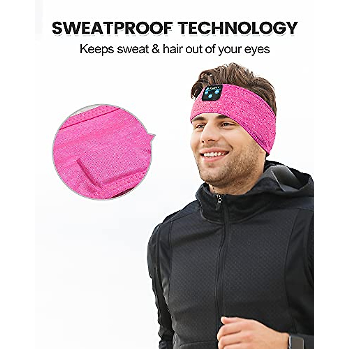 Fulext Sleep Headphones Bluetooth Sleeping Headband, Sleeping Headphones Music Sports Headband, Ultra-Soft Headphones Headband for Side Sleepers, Sleeping Gifts for Men Women