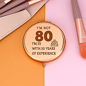 Funny 80th Birthday Gift Makeup Bag 80th Birthday Gifts for Women Grandma Mom Turning 80 Years Old Pocket Makeup Mirror Eighty Years Old Birthday Gifts Cosmetic Bag for Wife Aunt Sister Friend