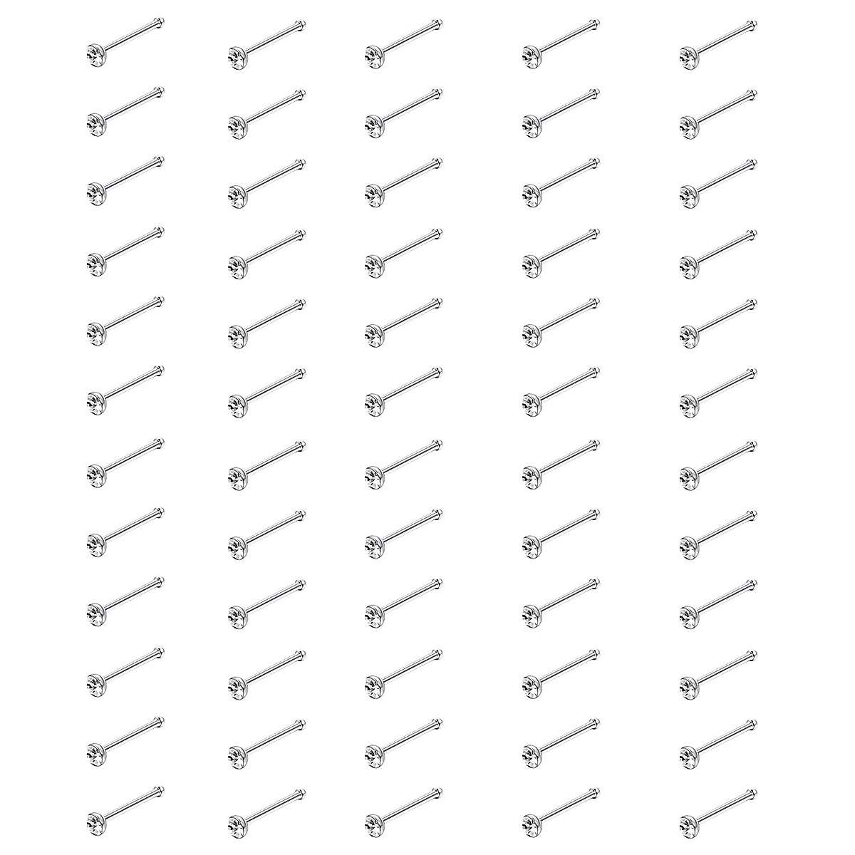 Jstyle 60 Pcs Hypoallergenic Stainless Steel Nose Studs for Women Men Sparkly CZ Small Nose Studs Rings Piercing Body Jewelry 1.5mm