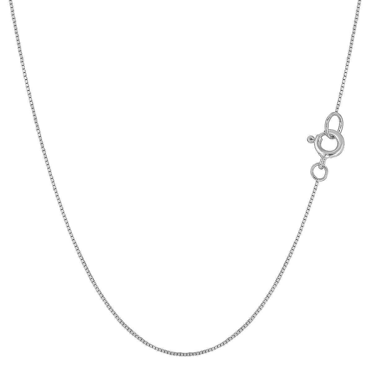 Jewelry Affairs 14k Real Solid Gold Box Style Chain Necklace, 0.6mm (20 Inches, White Gold)