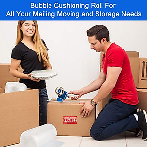2-pack Bubble Cushioning Wrap Rolls, 3/16" x 12" x 72' ft Total Bubble Packing Wrap,Cushioning Rolls Packing Supplies Perforated Everv 12 ",with 20 Fragile Stickers for Packing Moving Shipping