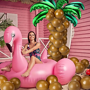 100 Pcs Palm Tree Leaves Balloons Coconut Balloons Set 10 Pcs Foil Green Coconut Tree Leaves Balloon 90 Pcs Brown Latex Balloons for Hawaii Luau Tropical Party Birthday Baby Shower (Stylish Color)