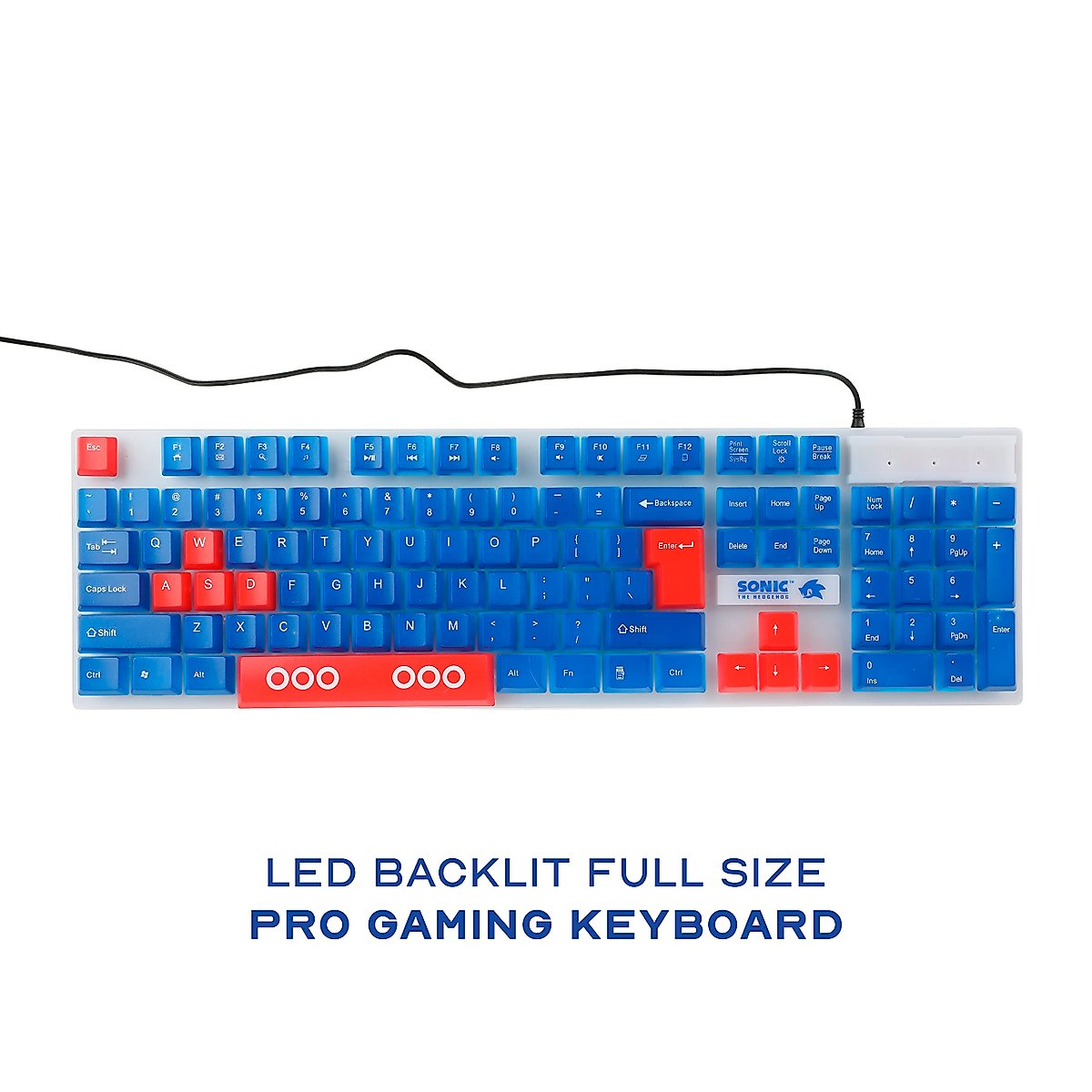 Sonic the Hedgehog 3 in 1 Gaming Set with LED Backlit Keyboard and Mouse, Cushioned Gaming Headset with Microphone. Perfect for Long Gaming Sessions, Comfort Grip, Ergonomic Mouse, Mechanical Keyboard