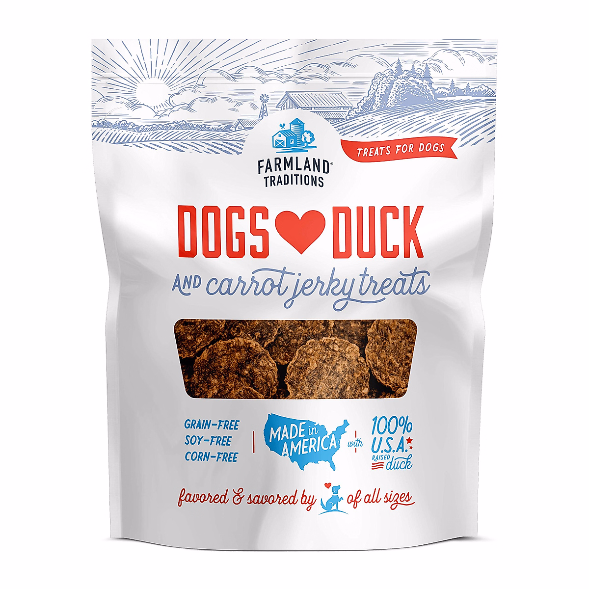 Farmland Traditions Filler Free Dogs Love Duck & Carrot Premium Jerky Treats. (13.5 oz)