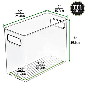 mDesign Tall Plastic Storage Organizer Container Bin, Office Organization for Filing Cabinet, Cupboard, Shelves, and Desk - Holds Notepads, Pens, Pencils, Highlighters, Ligne Collection, 4 Pack, Clear
