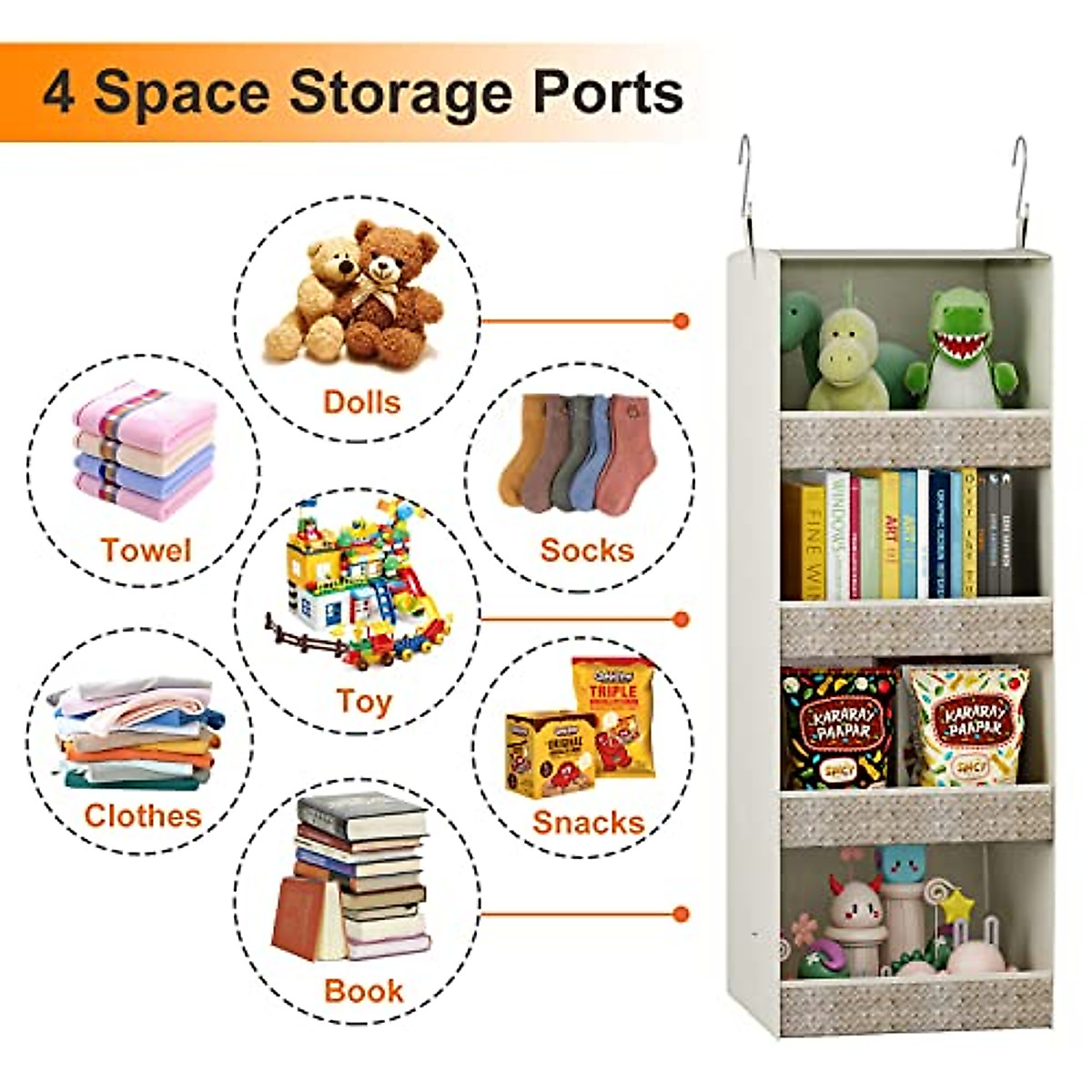 GILLAS 4-Shelf Hanging Organizer,2-Pack Closet Hanging Shelves, Closet Organizers and Storage Collapsible Hanging Closet Shelves ,12.2" W x 12.2" D x 33.6"H