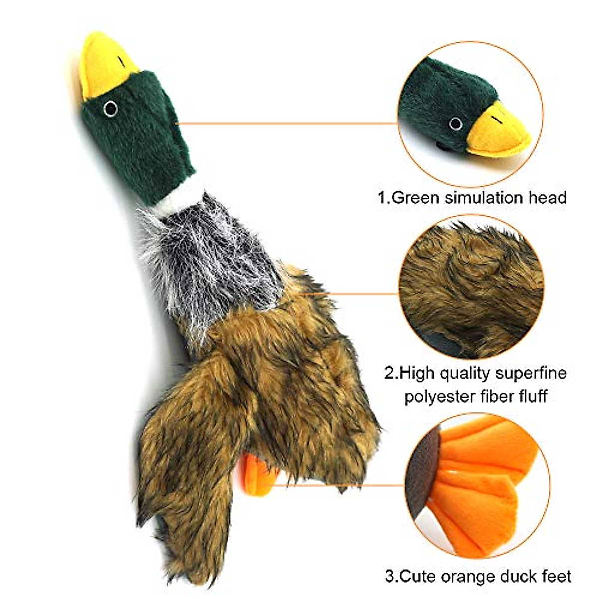 SUNKYPUP Plush Mallard Duck Dog Toy, Squeaky Dog Toy, Plush Dog Chew Toy for Small Medium Dogs, 8-Inch