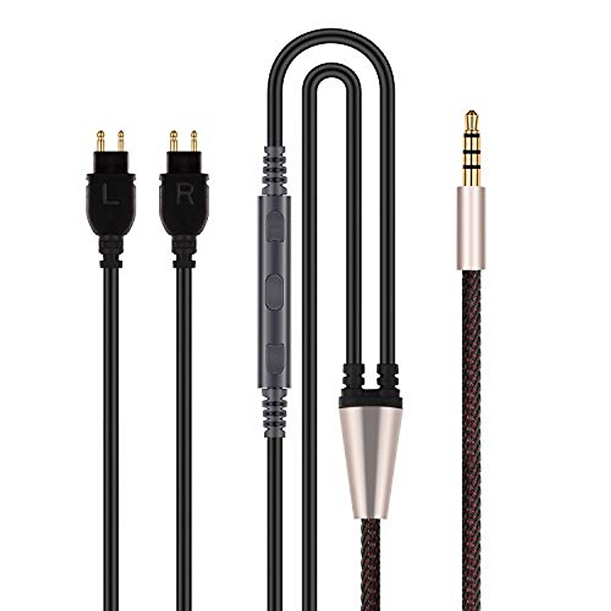 Audio Cable Replacement with in-Line Mic and Remote Volume Control - Compatible with Sennheiser HD525 HD545 HD565 HD580 HD600 HD650 Headphone and iPhone iPod ipad Apple Devices