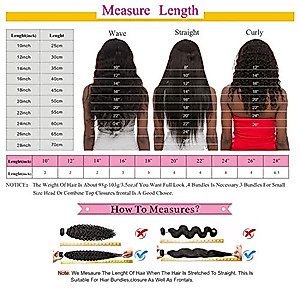 Hair Extensions, Wigs & Accessories Brazilian Loose Deep Wave 3 Bundles With 360 Lace Frontal Closure Hair Weave Bundles Non Remy Human Hair for Women (Length : 24 26 28 Closure20)