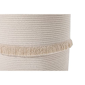 18" x 15" Large Woven Storage Baskets, Cotton Rope Decorative Hamper for Clothes, Blankets, and Laundry, Cute Tassel Decor - Home Storage Container - All White