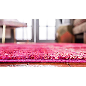 Unique Loom Jardin Collection Colorful, Vibrant, Abstract Watercolor Area Rug, 6' 1" x 9' Rectangle, Pink/Brown