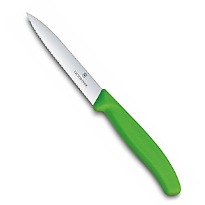 Victorinox 6.7736.L4 Swiss Classic Paring Knife for Cutting and Preparing Fruit and Vegetables Serrated Blade in Green 3.9 inches