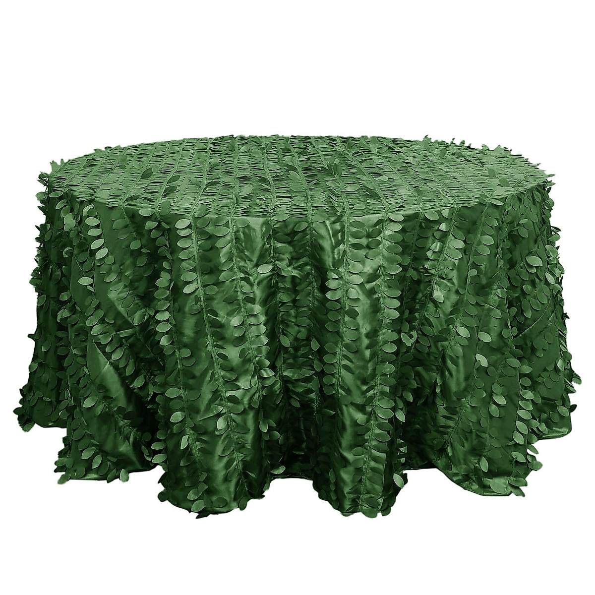 Efavormart 132" Leaf Petal Taffeta Tablecloth Round - Green for Wedding, Party, Event, Banquet, Decoration, Dessert Table Exhibition, Events Table Cover, Indoor Outdoor