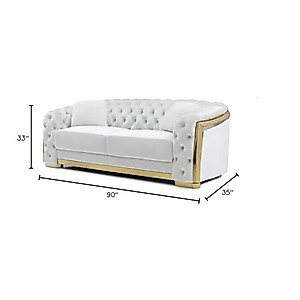Glory Furniture Lexi 19" H Velvet Sofa with Cushion in Ivory/Gold
