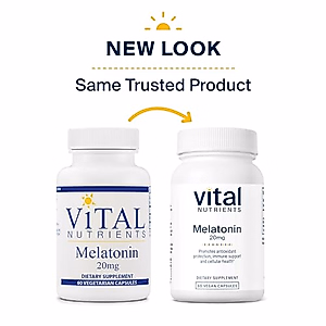 Vital Nutrients Melatonin 20mg | Vegan | Sleep Supplement to Support the Body's Natural Sleep Cycle* | Gluten, Dairy, Soy Free | 60 Capsules