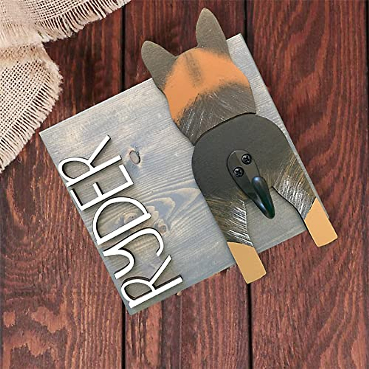Personalized Dog Leash Holder for Wall Custom Name, Wooden Dog Butt Leash Hook, Decorative Key Rack Hooks Hanger for Entryway, Hallway, Farmhouse Dog Items Storage Organizer (1 Dog)