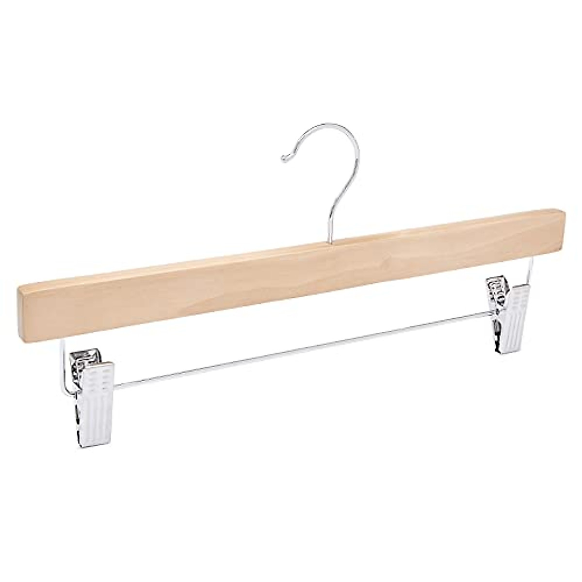 Amazon Basics Wooden Hangers with Clips - Natural, 10-Pack