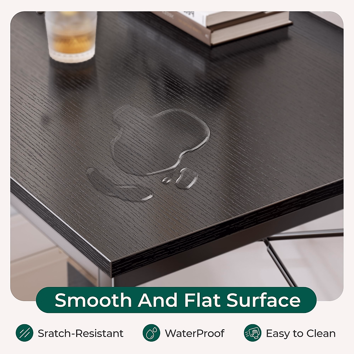 Huuger L Shaped Desk, 47 Inches Computer Desk with Reversible Storage Shelves, Gaming Desk, Corner Desk Home Office Desks, Writing Desk Study Desk with Metal Frame, Black