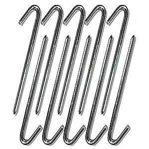 Moose Supply Steel Tent Stakes Heavy Duty Ground Stake, Metal Stakes to Anchor Commercial Inflatables, Outdoor Camping Canopy, Fence, Garden Tent Accessories, 5/8" Diameter x 18" Length, 10 Pack