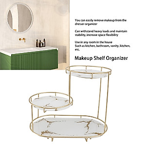 Bathroom Counter Organizer, Iron Glass 2 Tier Vanity Tray, Skincare Makeup Organizer Shelf, Vanity Organizer Bathroom Counter Shelf for Cosmetics, Toiletries, Lotions, Perfumes