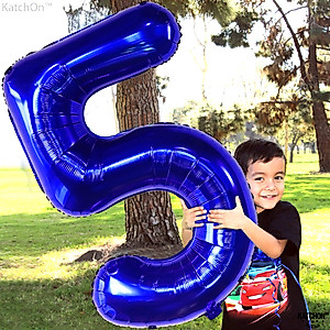 KatchOn, Navy Blue Number 5 Balloon - Big, 40 Inch | 5th Birthday Decorations for Boys, 5 Year Balloon | 5th Birthday Balloons, 5th Birthday Boy | Balloon 5 Year Old, Fifth Birthday Decorations Boy