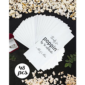 48Pcs Thanks for Poppin' By to Celebrate Popcorn Bags Engagement Wedding Party Favors Popcorn Bags Engaged Wedding Bridal Shower Goody Snack Treat Bags Grease Resistant