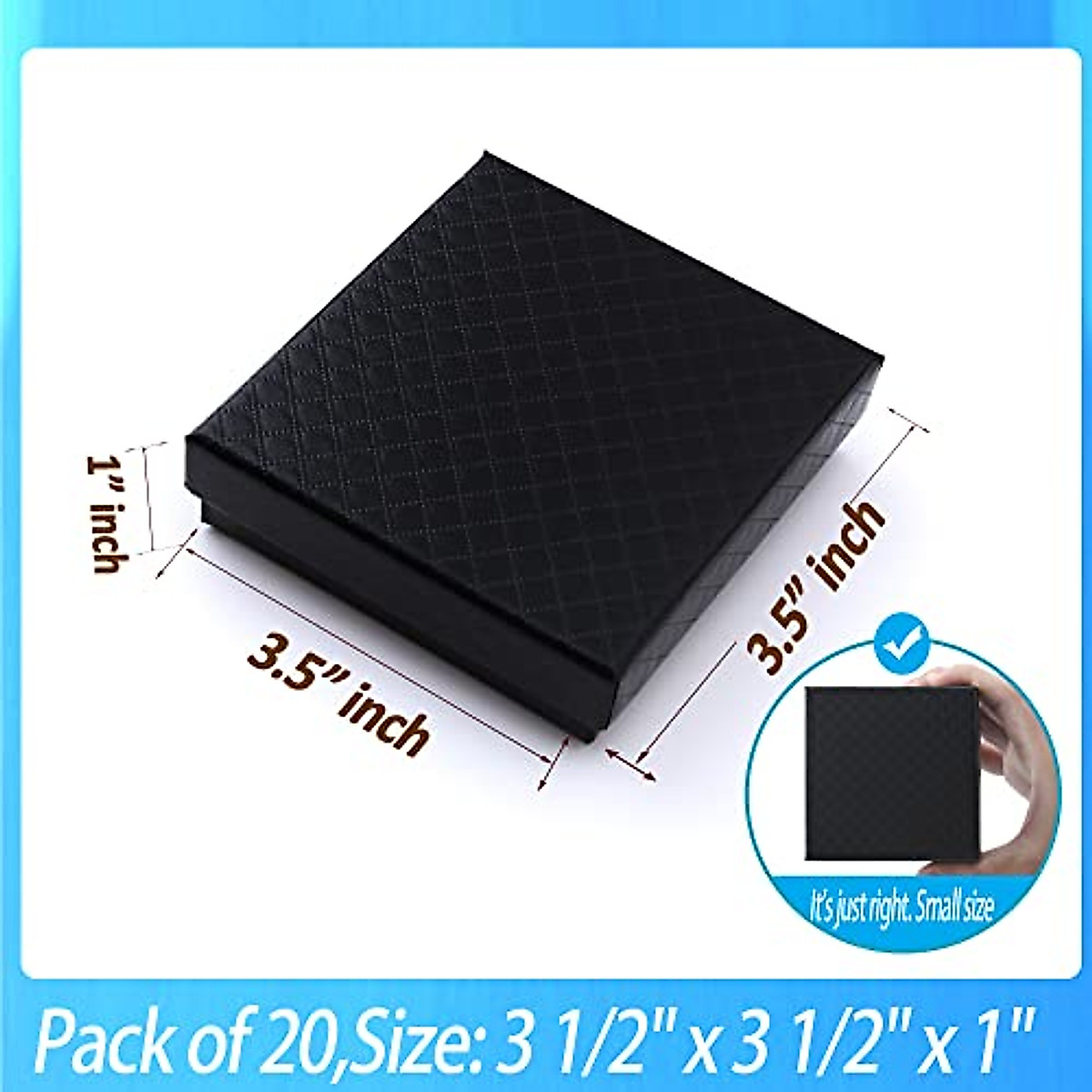 FAUVISLOVE 20-pack Cotton Filled Cardboard Paper Jewelry Box Gift Case,3.5 X3.5x1 Inch Glossy Black Jewerly Box For Necklaces And Bracelets.small Gift Boxes With Lids For Jewelry Gift Packaging.