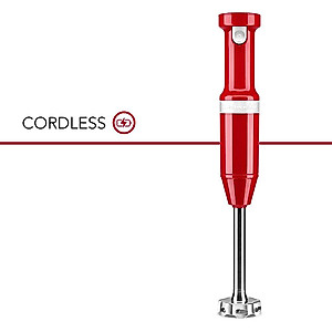 KitchenAid Cordless Variable Speed Hand Blender - KHBBV53 & KHM7210ER 7-Speed Digital Hand Mixer with Turbo Beater II Accessories and Pro Whisk - Empire Red