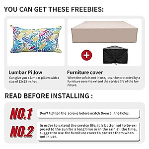 Outdoor Patio PE Wicker 5 Piece Furniture Set, Black Rattan Sectional Conversation Sofa Chair with Square Propane Fire Pit Table, Red Cushion