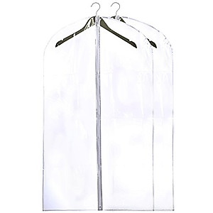 Clear Vinyl Garment Bag - Protect Your Clothing While Traveling and Dust Free While Hanging in Your Closet. These Garment Bags are Ideal for Coats, Suits, Dresses or Gowns - Set of 2 (24 X 42 Inches)