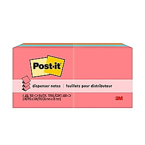 Post-it Super Sticky Notes, 3x3 in, 6 Pads, 2x the Sticking Power, Poptimistic, Bright Colors, Recyclable (622-8SSAN)