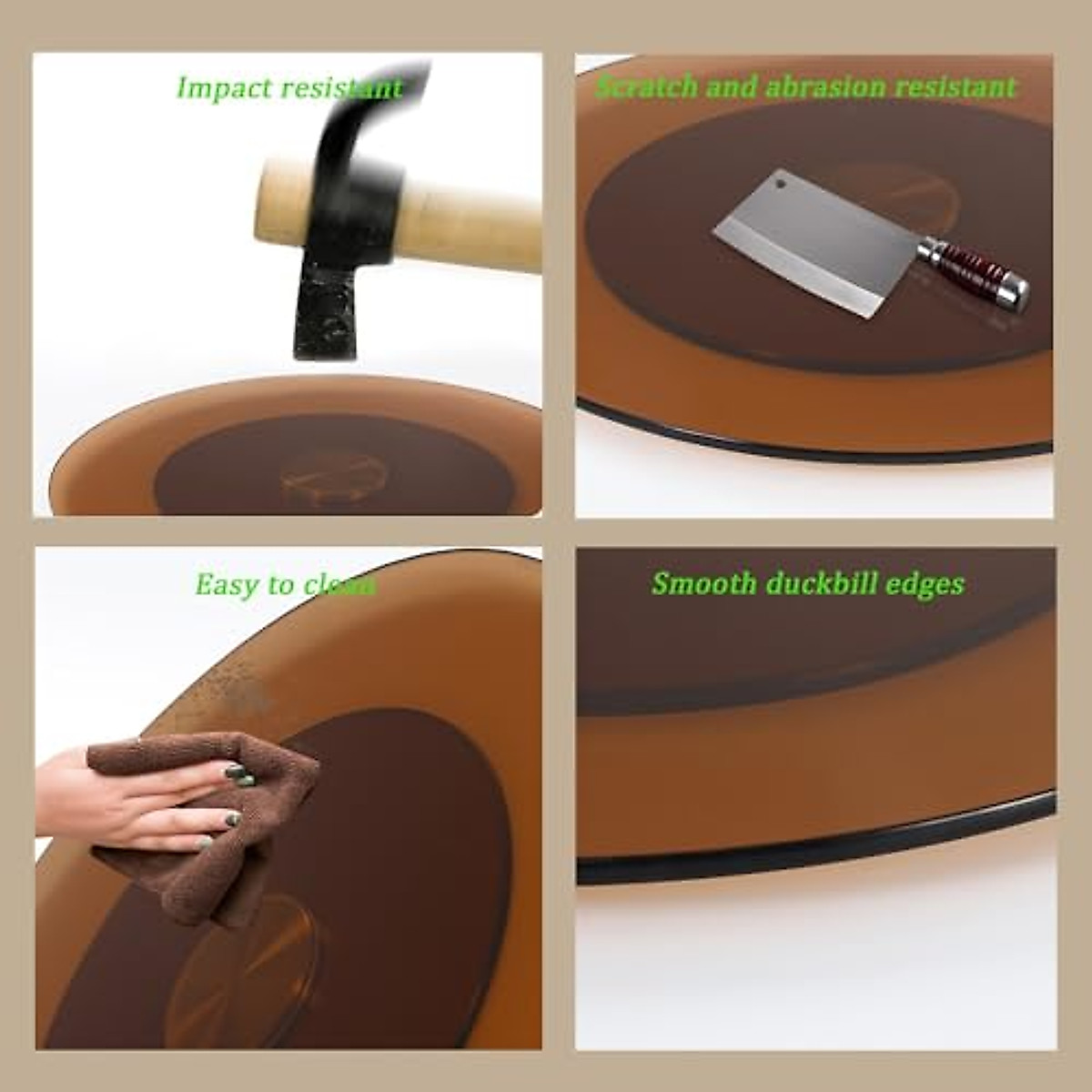 Clear Round Tabletop Rotating Serving Tray 35inch Large Lazy Susan Turntable Tempered Glass Swivel Tray, Outdoor Dining Table Centerpiece Serving Plate Sturdy And Non-slip (Color : Clear, Size : 24i