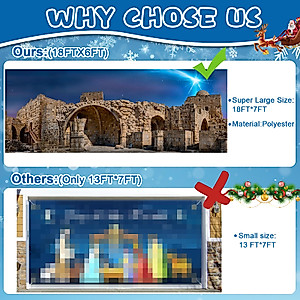 Tingjoo 18 x 6 ft Scene to Bethlehem Backdrop Banner Nativity Christmas Decor Bethlehem Cityscape Scene Fabric Backdrop Christmas Story Scene for Xmas Church VBS Vacation Bible School Supplies