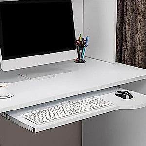 Under Desk Keyboard Tray, Pull Out Keyboard Tray Under Desk, Keyboard Tray Slides, for Support Keyboard and Mouses, for Office