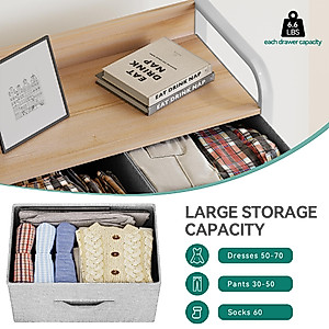 YITAHOME 5 Drawers Fabric Dresser, Storage Tower Organizer Unit for Bedroom, Living Room & Closets - Sturdy Steel Frame, Wooden Top