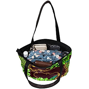 Tote Bag Women Satchel Bag Handbag Stylish Tote Handbag for Women Hobo Bag Fashion Crossbody Bag, Leopard flower chain green