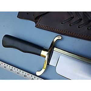 Barq Metals Beautiful Custom Hand M,ade Stainless Steel ''50cm'' Alamo Musso Bowi knife With Pure Leather Sheath