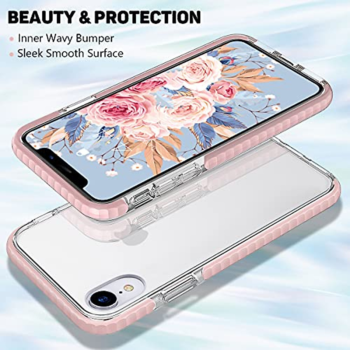 MATEPROX iPhone XR Case Clear Thin Slim Anti-Yellow Anti-Slippery Anti-Scratches Cover Shockproof Bumper Case for iPhone XR 6.1''(Pink)