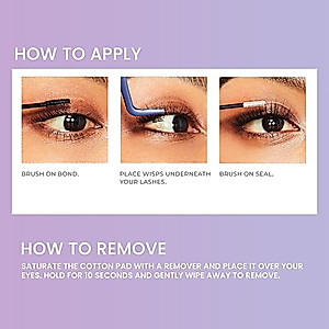 KISS Falscara DIY Lash Extension Starter Kit 10 Reusable Featherlight Eyelash Lengthening Wisps, Applicator, Bond & Seal