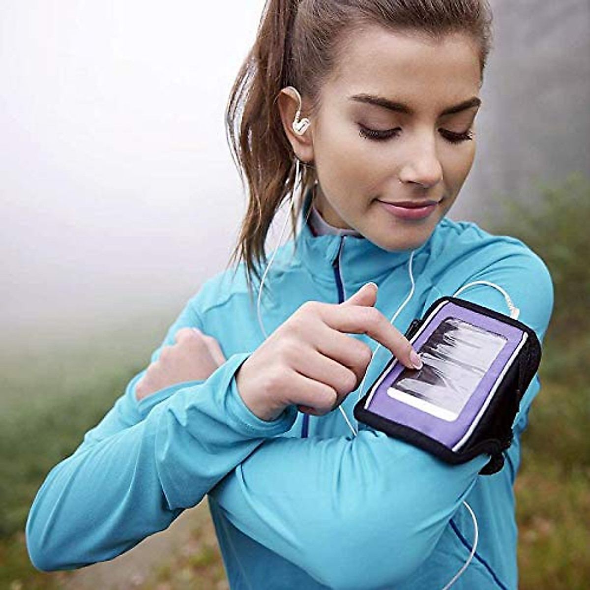 Granvela GV1 HD Classic Sports Earphones IPX5 Waterproof Running Earbuds Wired with Mic, Memory Wire Earhook and Clip - Blue