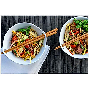 Tasse Verre Porcelain Noodle Soup Bowl w/Bamboo Chopsticks and Ceramic Spoon 20 oz, 2-Pack