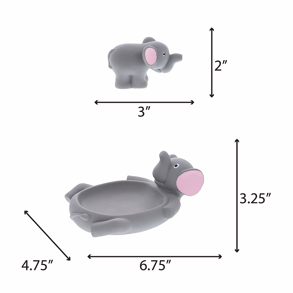 DolliBu Elephant Family Animal Bath Squirters 4 Piece Bath Toy Set, Children Bath Toys for Bathtime & Water Fun, Girls & Boys Floating Rubber Squirt Toys, Pool Toys for Kids - Gray Elephant