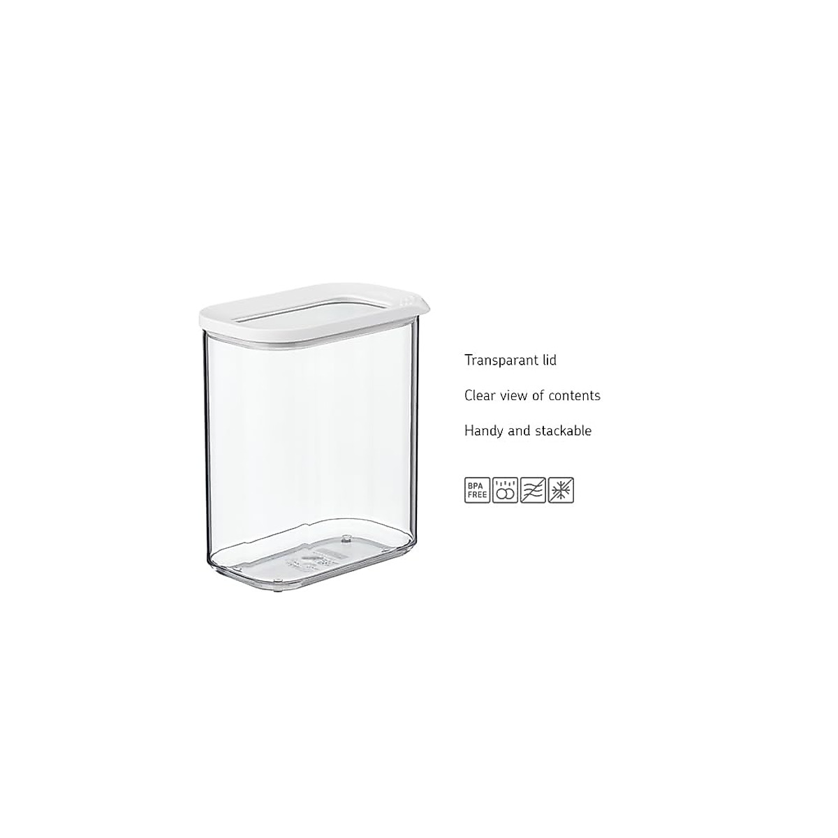 Mepal Modula Transparent Food Storage Container | 15oz/450ml | Perfect for Dry Goods | Dishwasher Safe | White Framed Lid | BPA Free | Made in Holland