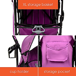 Summer 3Dlite Convenience Stroller, Orchid – Lightweight Stroller with Aluminum Frame, Large Seat Area, Mesh Siding, 4 Position Recline, Extra Large Storage Basket – Infant Stroller for Travel & More