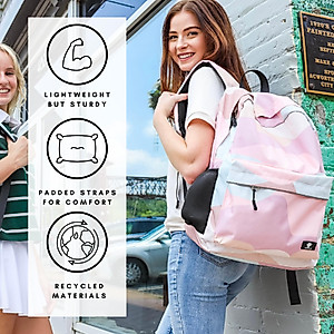 Aesthetic Kids' Backpack for Teen Girls, Bookbags for School or Travel with Padded Laptop Compartment, Pink Cloud…