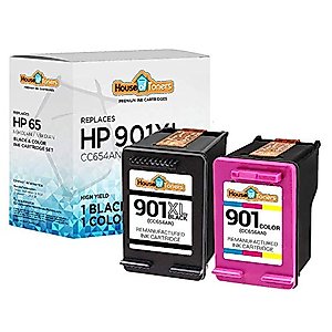Houseoftoners Compatible with HP 901XL Black & HP 901 Color Remanufactured Ink Cartridges (1 Black & 1 Color, 2-Pack)