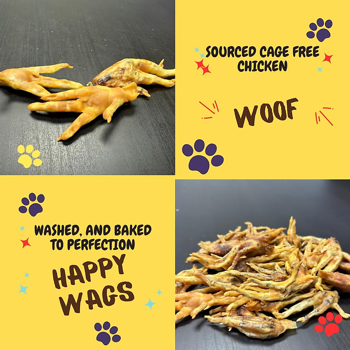 Woofley's Chicken Feet (60 Count) -Made in USA - Chicken Feet Dog Treats - Natural Dog Chews and Treats